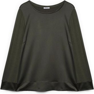 Fiorella Rubino Bi-Material T-Shirt aus Satin und Jersey - - Tops - Damen - Gr&uuml;n - M