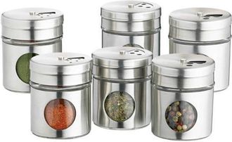 KitchenCraft Gew&uuml;rzgl&auml;ser, 6-teiliges Gew&uuml;rzdosen Set, Dosen Aufbewahrung f&uuml;r Gew&uuml;rze, Tee, Gew&uuml;rzaufbewahrung mit luftdichtem Deckel, Gew&uuml;rz Aromadosen, Edelstahl