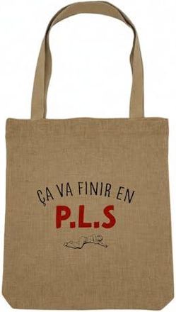 Fabulous Sac Shopping Tote Bag Aspect Lin - Ca Va Finir En PLS Soir&eacute;e F&ecirc;te Alcool - Sac de Courses Toile Epaisse 360g Beige Naturel Cabas Port&eacute; Epaule Solide I