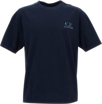 C.P. Company C.p. Company, Homme, Tops, Bleu, Taille: XL 30/1 Jersey Logo T-Shirt