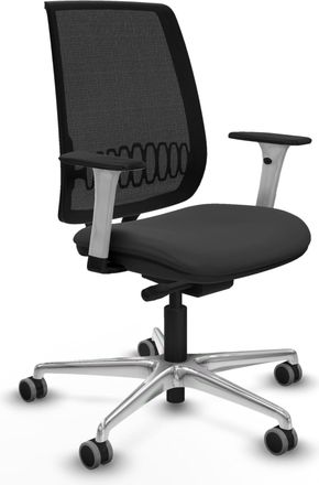 Piqueras y Crespo Alares B&uuml;rostuhl mit verstellbarer R&uuml;ckenlehne, mit wei&szlig;en und schwarzen Armlehnen, h&ouml;henverstellbare Lendenwirbelst&uuml;tze, ausgestattet mit Syncro/Tras