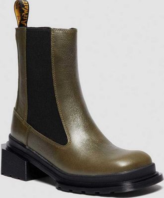 Dr. Martens Maybole Chelsea Square Toe Leder Stiefel in Grün, Größe: 36