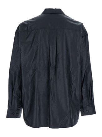 Juun.J Mens Dark Blue Cotton Shirt With Classic Collar