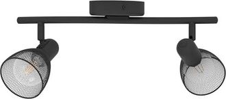 Eglo Deckenlampe Carovigno, 2 flammige Deckenleuchte, Klassisch, Minimalismus, Deckenstrahler aus Stahl, Wohnzimmerlampe in Schwarz, K&uuml;chenlampe, Spots mit