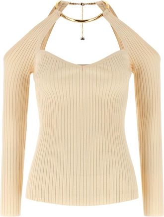 Elisabetta Franchi Femme, Pulls, Beige, Taille: 38 FR Tricots