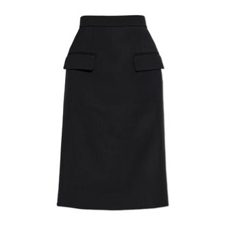 Alexander McQueen Bleistiftrock aus Wollgabardine - - Skirts - Damen - Schwarzk - S