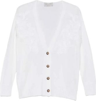 Ermanno Scervino Femme, Pulls, Blanc, Taille: 44 FR Cardigan Brod&eacute; de Fleurs