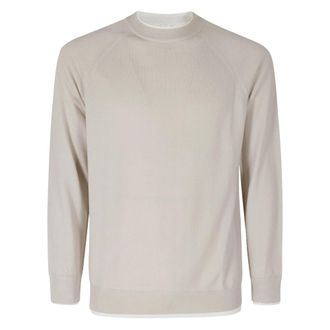 Eleventy Pullover mit Rundhalsausschnitt und doppeltem Kragen - - Knitwear - Herren - Beige - L