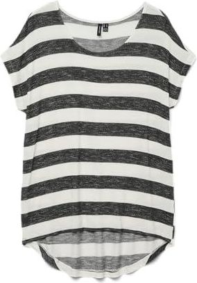 Vero Moda Vero Moda T-Shirt Vmwide Stripe S/L Top Noos pour Femme, Multicolore (Noir Blanc Neige), M