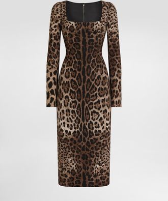 Dolce & Gabbana Leopard-print Fitted Dress - Frau Kleider Animalprint Viskose 44