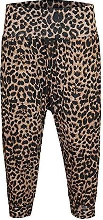 WearAll Sarouel court 3/4 uni pour femme Tailles 40-54, léopard, 48/50/grande taille