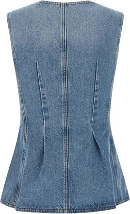 Rotate Flared Denim Tank Top - Blue