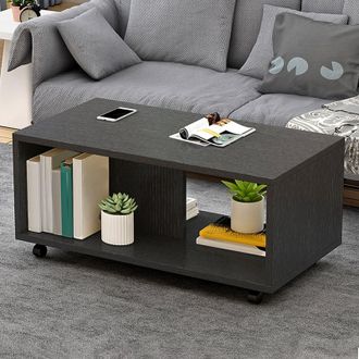 Generic Mid Century Couchtisch mit Drehbaren Rollen, Moderner Beistelltisch mit Stauraum, for Wohnzimmer, Balkon, Büro, Empfangsraum