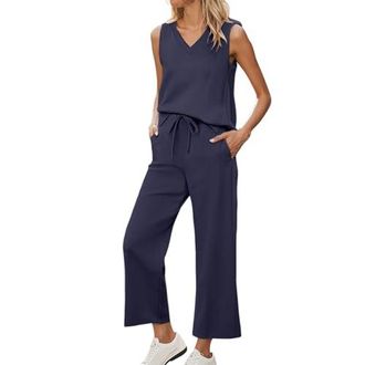 Generic Ensemble de v&ecirc;tements de d&eacute;tente pour femme - Style ann&eacute;es 70 - Gilet &agrave; pompons + pantalon + foulard + boucles doreilles + lunettes + collier - Ensemb