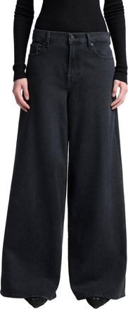 7 For All Mankind Womens Marie Wide Leg Thunder Storm Jeans, Black, 28 W