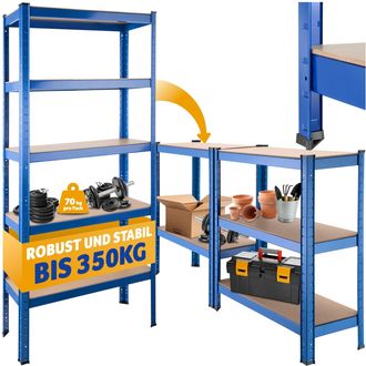 TecTake Lagerregal, Schwerlastregal, Metallregal zu Werkbank Arbeitstisch umbaubar, Möbel für Werkstatteinrichtung, als Regal Keller, Abstellraum Ordnungssyst