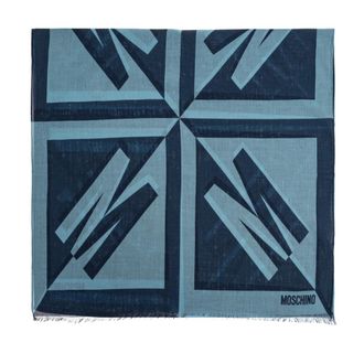 Moschino Femme, Accessoires, Bleu, Taille: ONE Size Logo Scarf