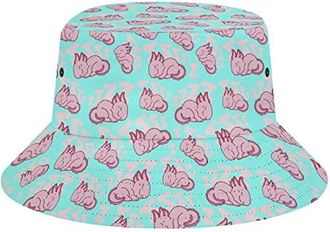 Generic Axolotl Bleu Mignon Chapeaux De Visière Pliable Seau Chapeau Anti-UV Pêcheur Cap pour Plein Air Été Chasse