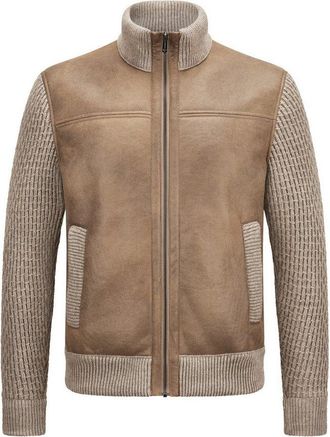 Milestone Hybridjacke MSCervo Vintage-Lammfelloptik mit strukturiertem Wollmix-Strick