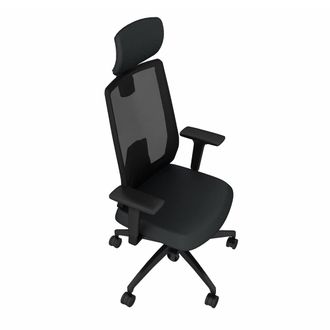 Dauphin Indeed nachhaltiger Bürostuhl, Individualisierbar, ergonomisch, leichtes Gewicht (Polo: Schwarz, Netzrücken mit Nackenstütze)