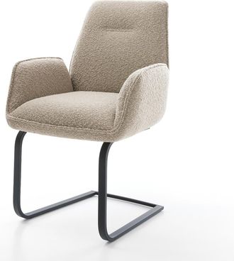 DELIFE Freischwinger Zoa-Flex Boucl&eacute; Schlamm Freischwinger flach Schwarz Taschenfederkern, Esszimmerst&uuml;hle