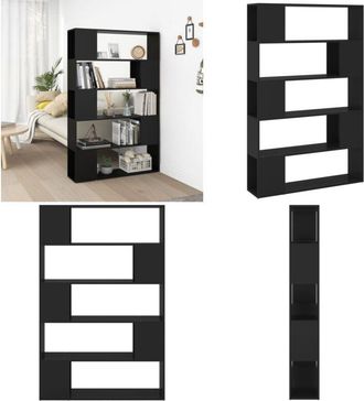 vidaXL Vidaxl - Bücherregal Raumteiler Schwarz 100x24x155 cm Holzwerkstoff - Bücherregal - Raumteiler - Schrank - Holzmöbel - Schwarz - Home & Living