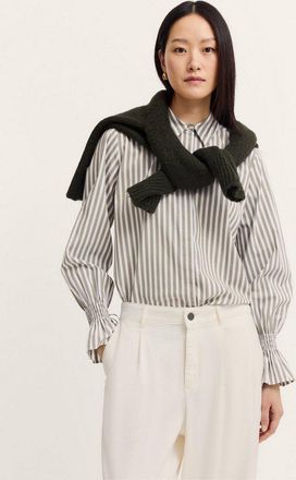 Bugatti Langarmbluse Gestreift mit Smok-Manschette & Hemdkragen