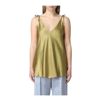 Alysi Femme, Tops, Vert, Taille: 38 FR D&eacute;bardeur en Soie Vert