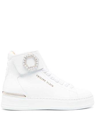 Philipp Plein baskets montantes Crystal en cuir - Blanc