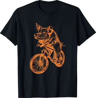 Seembo Schwein Fahrrad Tier Biker Lustiges Schwein Biking Bike T-Shirt