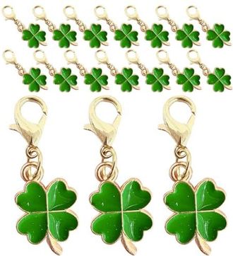 BESPORTBLE Lot de 50 Porte-cl&eacute;s Tr&egrave;fle &agrave; Quatre Feuilles Vertes en Alliage R&eacute;sistant Fermoir Mousqueton Pendentifs Porte-cl&eacute;s et Breloques pour Paquet &agrave; Main Fem