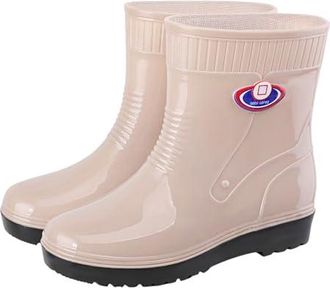 Generic Bottes de pluie pour femme et adulte - Bottes de pluie de taille moyenne - Bottes deau tendance avec rembourrage en coton - Chaussures de travail pour