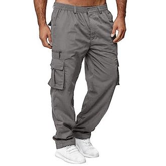 Generic Pantalon de jogging cargo pour homme avec taille &eacute;lastique, jambe droite, ourlet ouvert, coupe ample, pantalon de combat tactique Ripstop, pantalon de