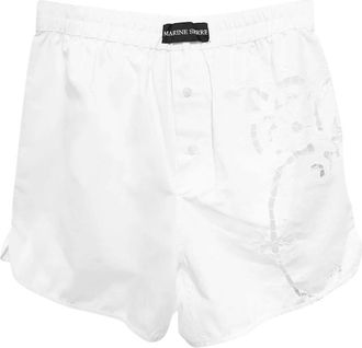 Marine Serre Femme, Sous-v&ecirc;tements, Blanc, Taille: 40 FR Boxer Shorts en Linge de Maison R&eacute;g&eacute;n&eacute;r&eacute;