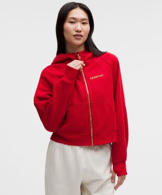 lululemon Sweat &agrave; capuche Scuba oversize zipp&eacute; Lunar New Year pour Femmes - Rouge - Taille XL/2XL