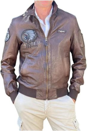 Aeronautica Homme, Vestes, Brun, Taille: L Blouson Aviateur en Cuir