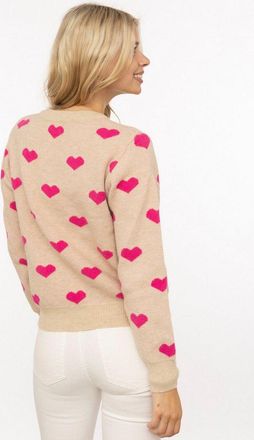 Zwillingsherz Strickpullover Herz mit Herzmotiv, Rundhalsausschnitt