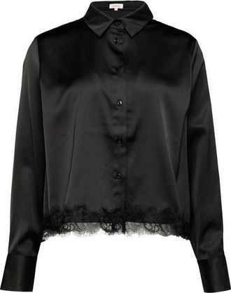 s.Oliver Langarmbluse Bluse Satin-Bluse mit Spitzen-Detail
