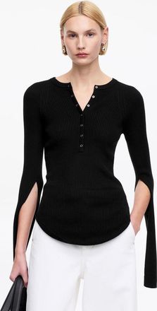 Arket Geripptes Oberteil Aus Wollmischung -Schwarz