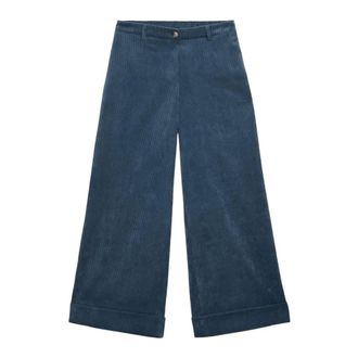 Oltre Cropped Samthose aus Samt - - Trousers - Damen - Blau - L