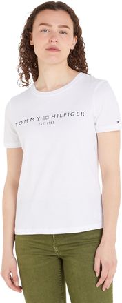 Tommy Hilfiger Damen T-Shirt Kurzarm Logo Rundhalsausschnitt, Weiß (Th Optic White), 3XL