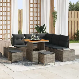 vidaXL Set Divano Da Giardino 8 Pz Grigio Poly Rattan Vidaxl