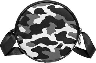 Generic Sac &agrave; bandouli&egrave;re Circle pour femme, petit sac &agrave; bandouli&egrave;re camouflage avec fermeture &eacute;clair, bretelles r&eacute;glables, sac &agrave; main rond d&eacute;contract&eacute; pour f