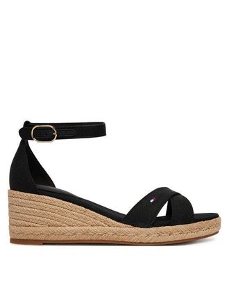 Tommy Hilfiger Espadrilles Mid Wedge Espad X Cross FW0FW09332 Schwarz