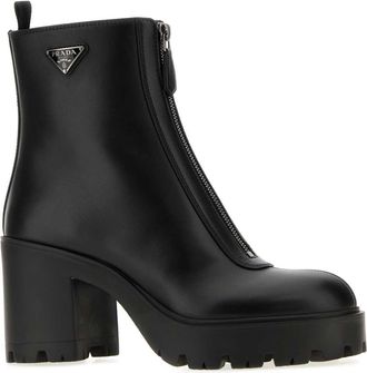 Prada Womens Black Leather Ankle Boots Nero Mocassini