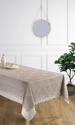 Univers D&eacute;cor UNIVERSDECOR Tischdecke + Mitteldecke aus Spitze, Vintage-Stil, alle Gr&ouml;&szlig;en (Nerz, Tischdecke, rechteckig, 150 x 300 + Mitteldecke mit Spitze, 140 x 2