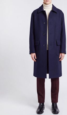 Dries Van Noten Manteau long droit en laine m&eacute;lang&eacute;e