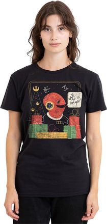 Star Wars WHITELISTED Damen Star Wars Retro Christmas Admiral Ackbar Wrap Trap Damen T-Shirt Schwarz T-Shirt, Schwarz, XXL