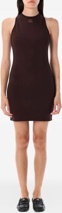 Miu Miu Ärmelloses Kleid mit überkreuzten Trägern - Braun