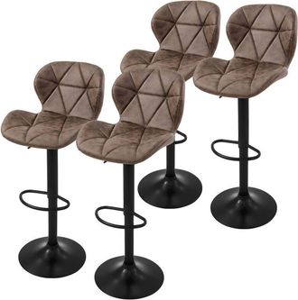 ML Design Ml-design - Barhocker 4er Set, Bezug aus Kunstleder, Braun, Gepolsterter Barstuhl mit R&uuml;ckenlehne und Fu&szlig;st&uuml;tze, Tresenhocker h&ouml;henverstellbar, 360&deg;